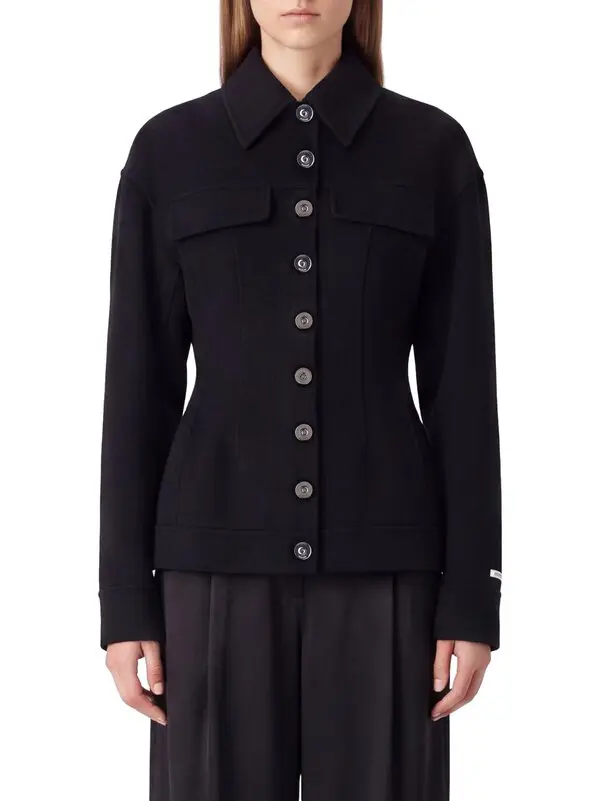 Sportmax Slim Fit Single-breasted Pure Virgin Wool Short Coat - Black