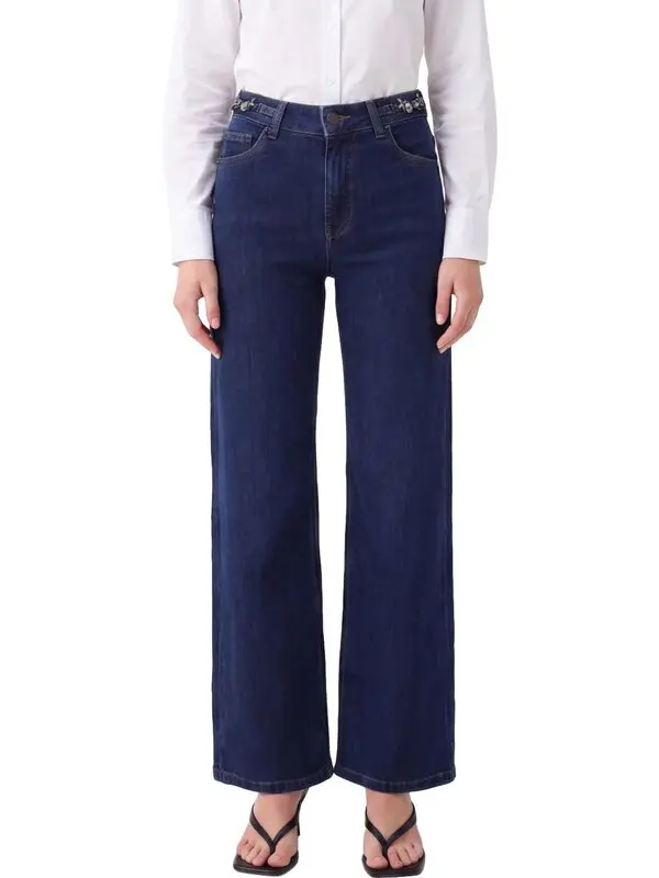 Liu Jo Embellished Wide-leg Jeans - Denim