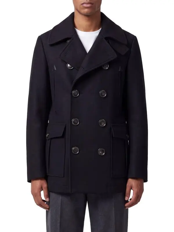 Dsquared2 Double-breasted Short Coat In Wool Blend - Black