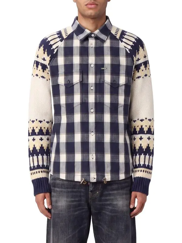 Dsquared2 Regular Fit Check Cotton Flannel Shirt With Flap Pockets - Multicolor