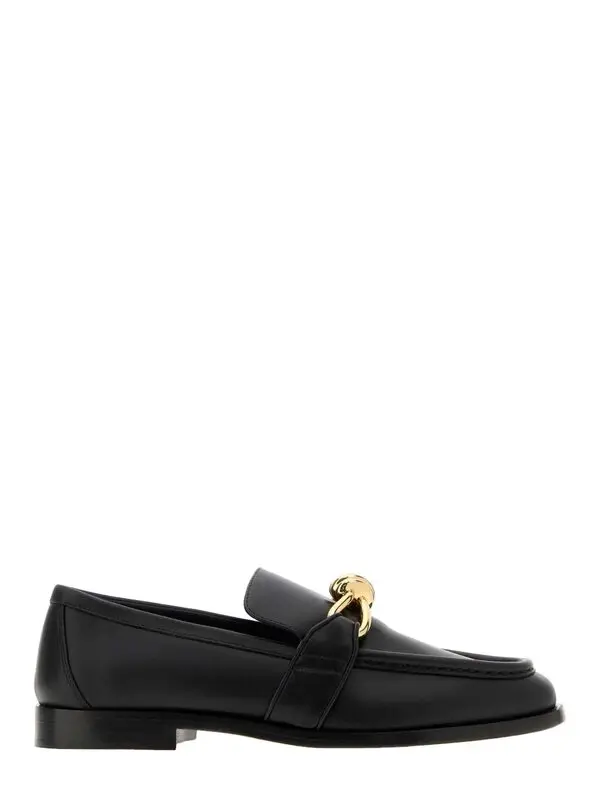 Bottega Veneta Astaire Calfskin Loafers With Knot Charm - Black