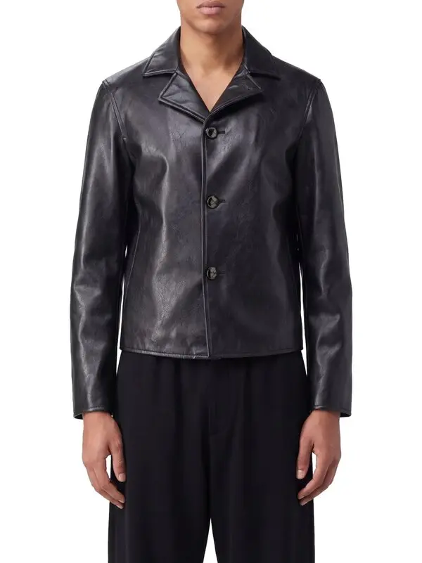 MAISON MARGIELA Single-breasted Blazer In Faux Leather With Lapels - Black