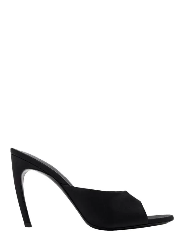 Attico Betta Satin Mules With Curved High Heel - Black