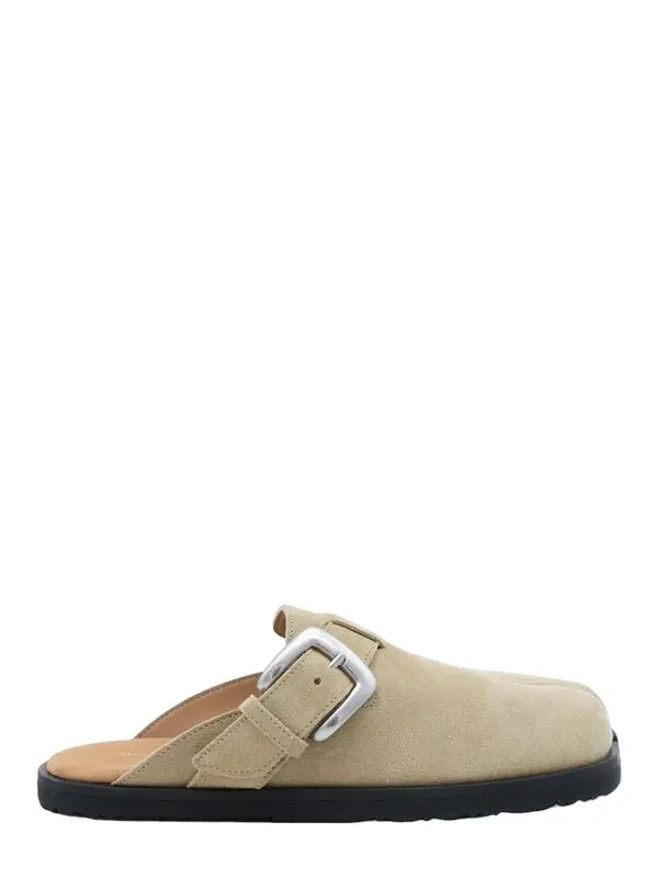 MAISON MARGIELA Tabi Suede Mules With Signature Split-toe And Low Heel - Kaki