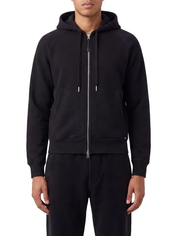 TOM FORD Cotton Hoodie With Drawstring And Zip Closure - Black