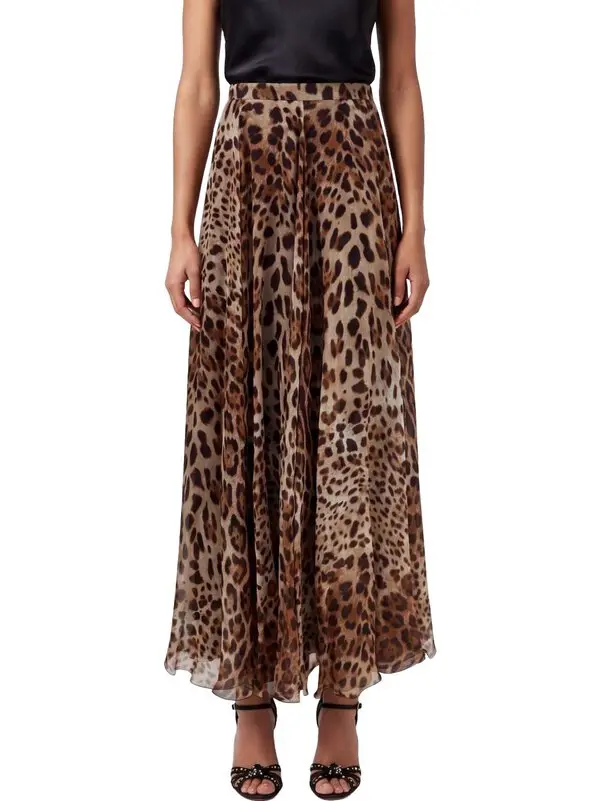 Dolce & Gabbana Animalier Print Silk Midi Skirt - Savannah
