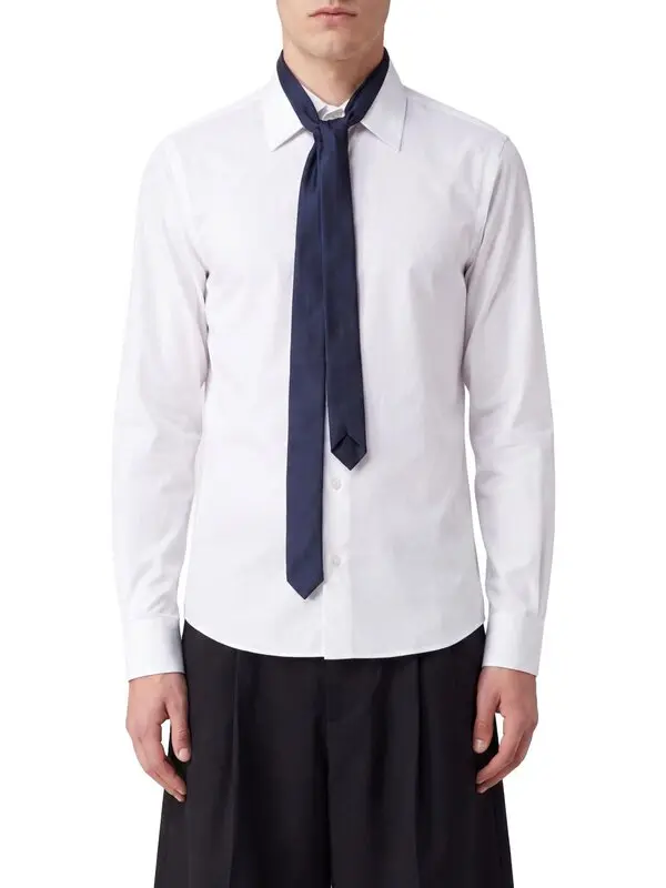 Sacai Slim Fit Classic Shirt In Cotton Blend With French Collar - White