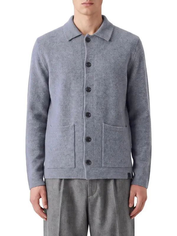 ZANONE Slim Fit Virgin Wool Cardigan With Collar And Patch Pockets - Grey