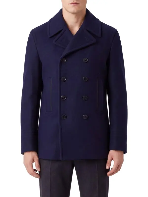 TOM FORD Double-breasted Pure Wool Pea Coat With Notch Lapels - Navy
