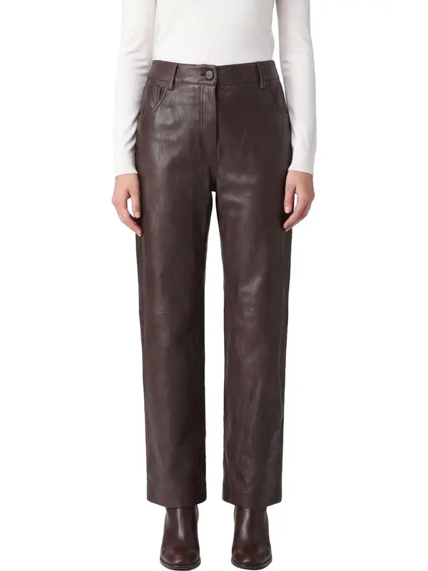 Magda Butrym High-waisted Smooth Leather Trousers - Brown