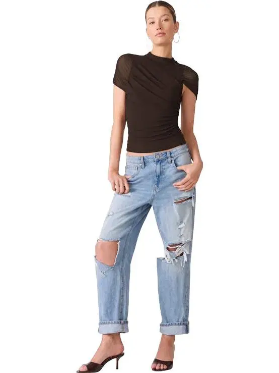 Steve Madden Kerry Mesh Top - Dark Toffee