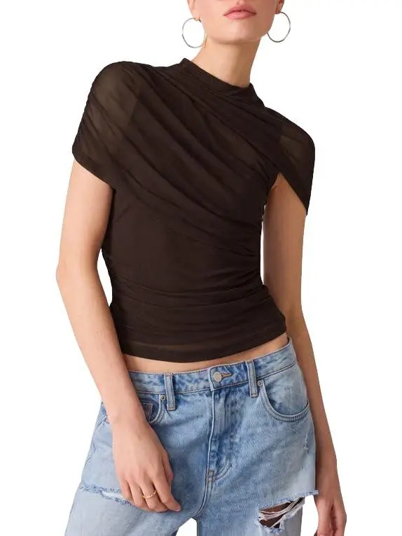 Steve Madden Kerry Mesh Top - Dark Toffee