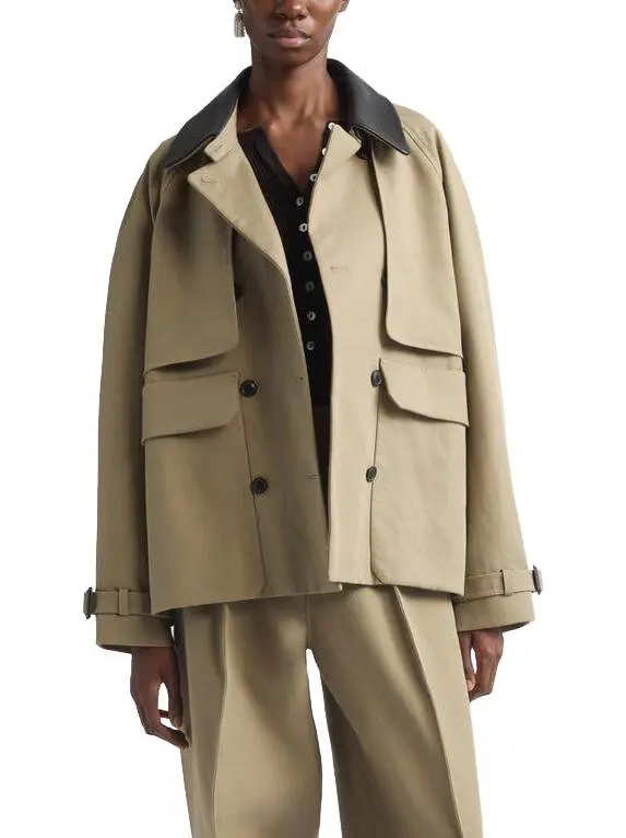 NACKIYE Power Ballad Cotton Jacket With Leather Trim - Sand