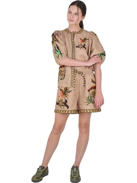 Las Surenas Short Bali Tiger Cotton Poplin Shorts - Pink