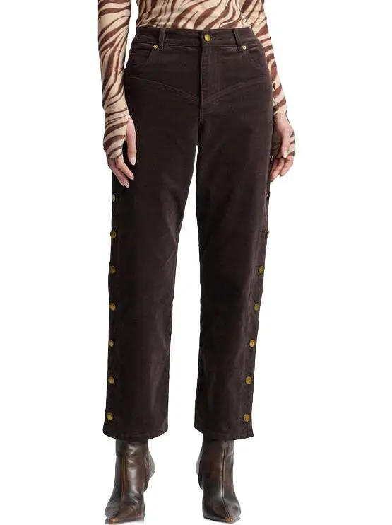 Avec Les Filles High Waist Side Shank Straight Leg Jeans - Dark Roast