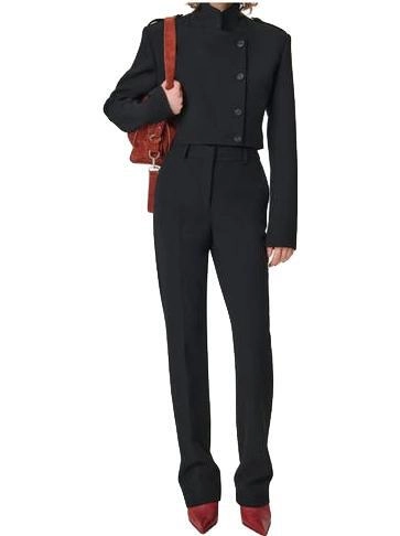 IRO PARIS Mova Cropped Jacket With High Collar And Epaulettes - Black