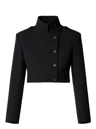 IRO PARIS Mova Cropped Jacket With High Collar And Epaulettes - Black