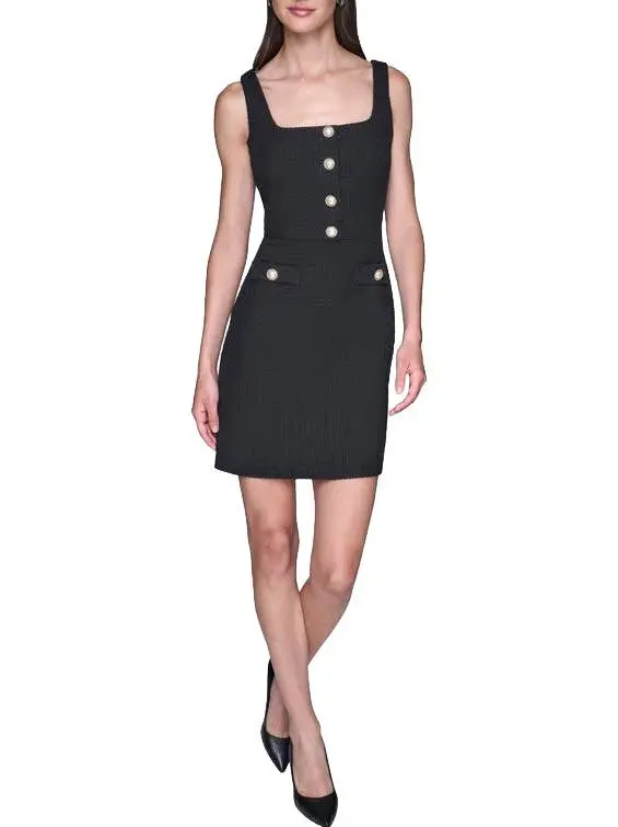 Karl Lagerfeld Paris Tweed Knit Sheath Minidress - Black