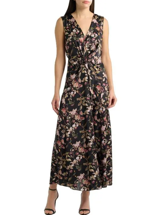 CECE DUPRAZ Floral Print Sleeveless V-neck Maxi Dress - Black/multi