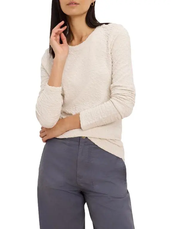 NIC+ZOE Crinkle Knit Long Sleeve Top - Coconut