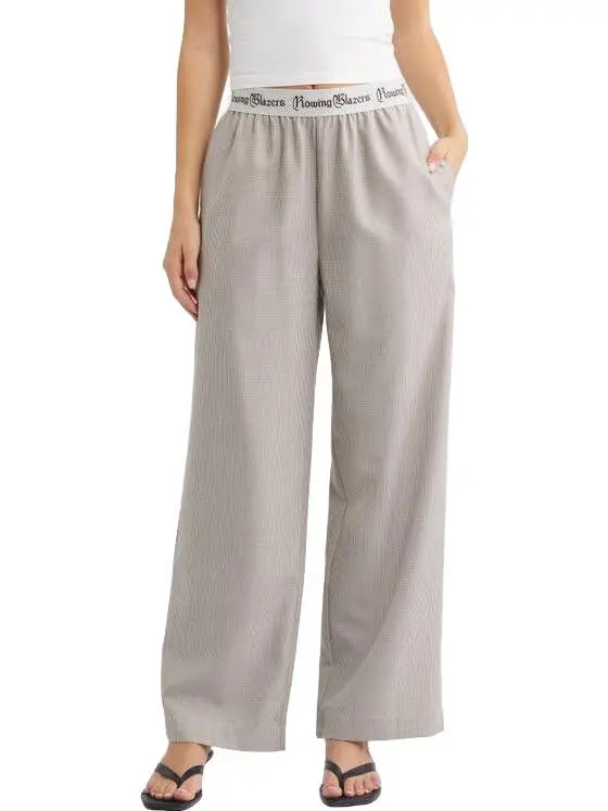 ROWING BLAZERS Houndstooth Wide-leg Pull-on Pants - Beige