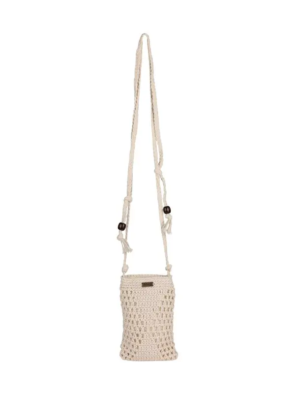 Roxy Crocheted Phone Bag With Adjustable Strap - Egret