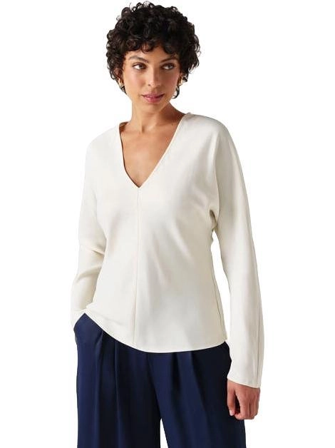 GHOST LONDON Lucille Long Sleeve Satin Top - Ivory