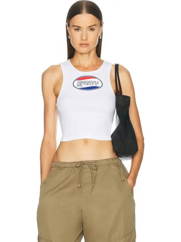 SPORTY & RICH Britney Ribbed Baby Tank Top - White