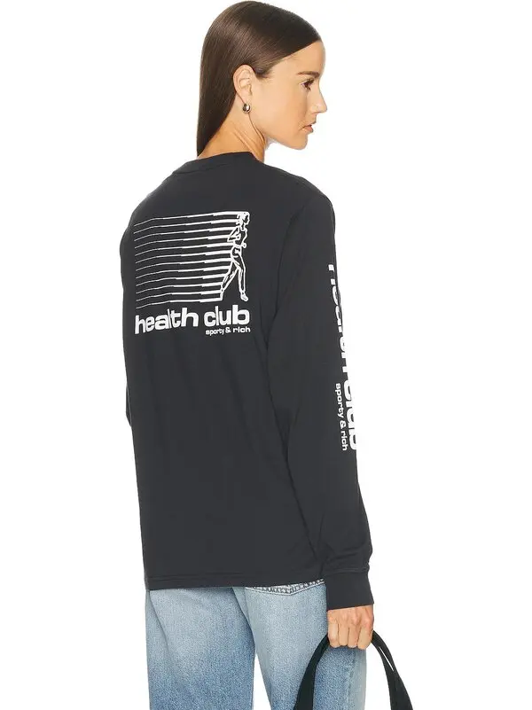 SPORTY & RICH Bold Health Longsleeve Tee - Faded Black