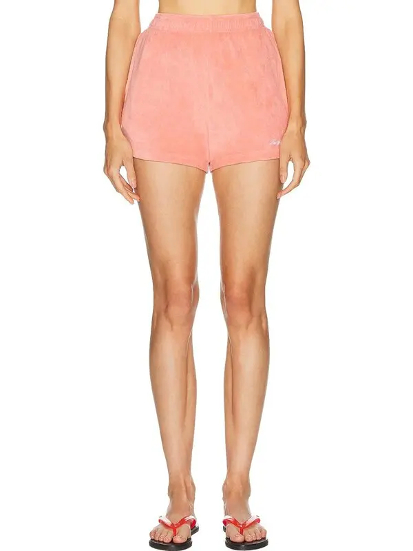 SPORTY & RICH Signature Logo Terry Short - Flamingo