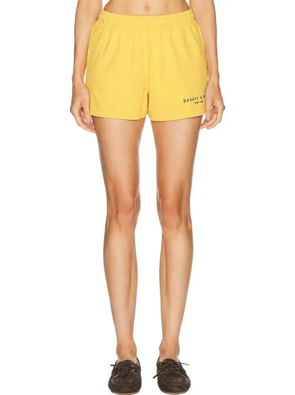 SPORTY & RICH Title Embroidered Disco Short - Limone
