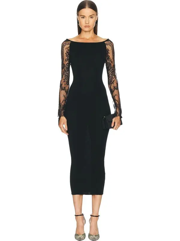 Valentino Garavani Wool Viscose Midi Dress - Nero