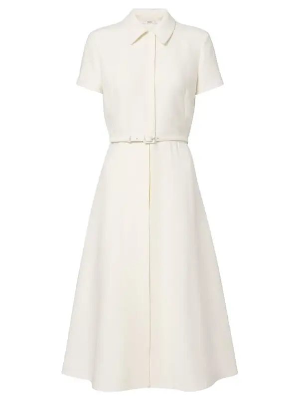 Fendi Belted Wool And Silk Midi Dress - White