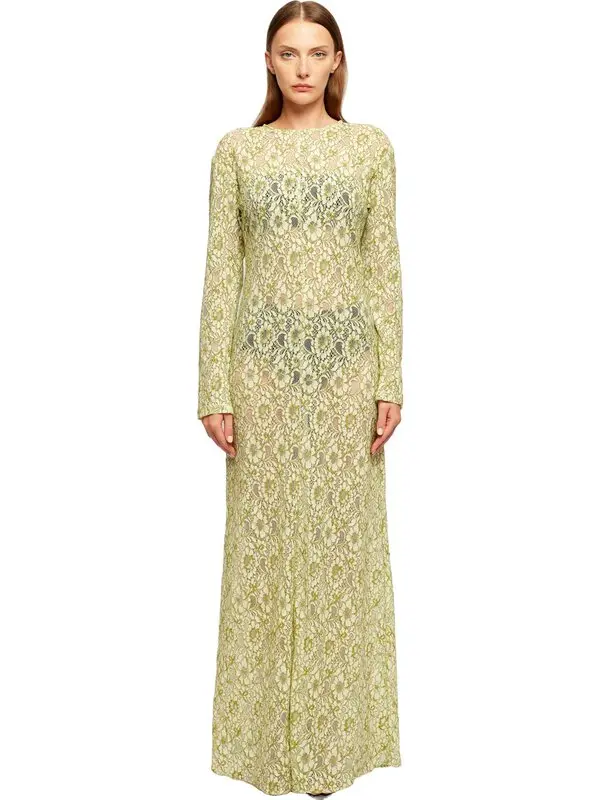 SWF Long Sleeve Lace Maxi - Acid Moss