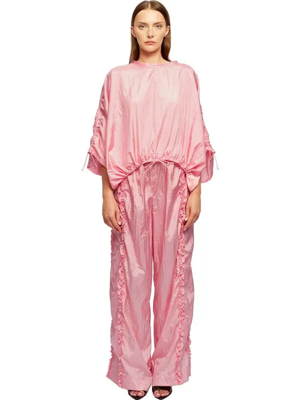 SWF Ruffled Wide-leg Parachute Pants - Blush