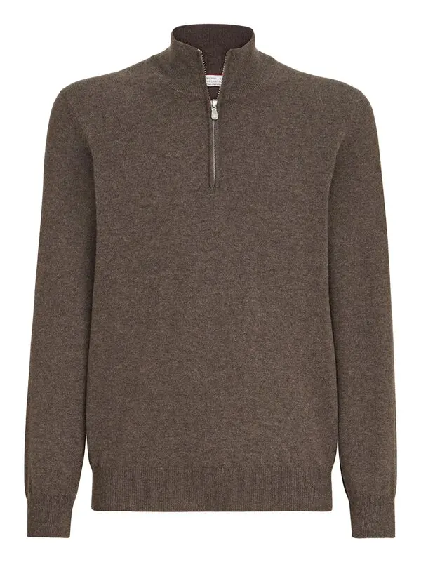 Brunello Cucinelli Cashmere Quarter-zip Sweater - Brown