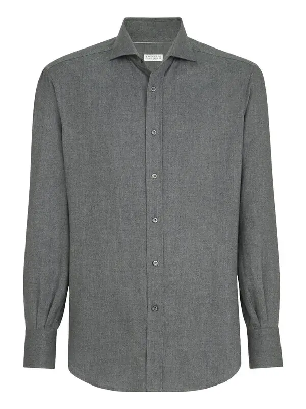 Brunello Cucinelli Cotton-blend Flannel Shirt - Grey