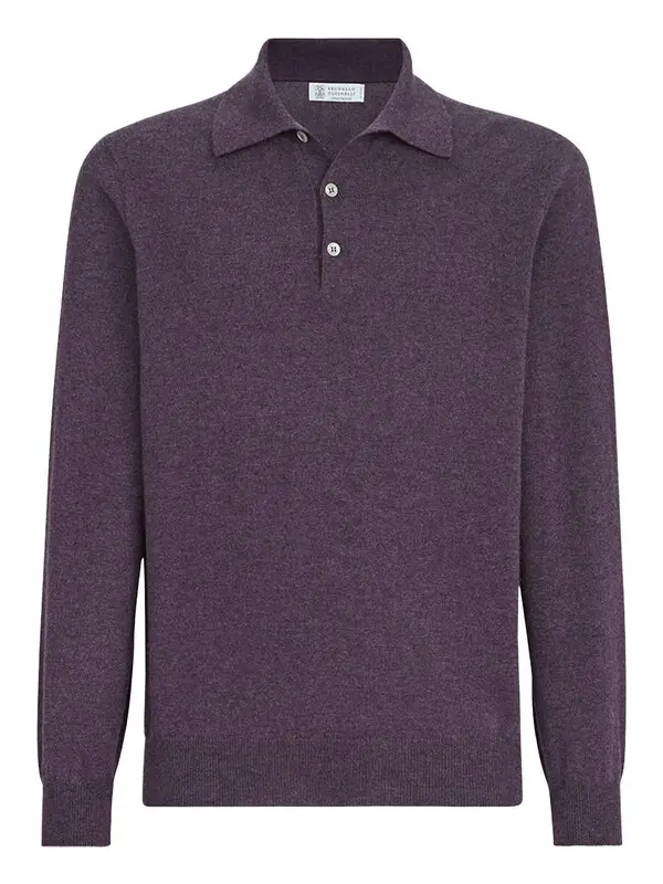 Brunello Cucinelli Cashmere Polo Sweater - Purple