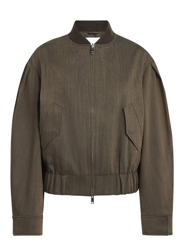 GANNI Wool Bomber Jacket - Brown