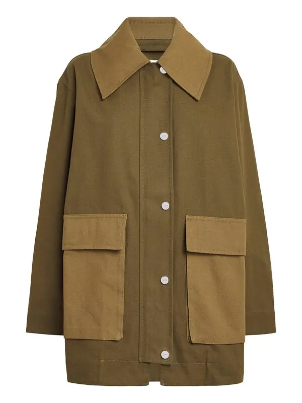 GANNI Cotton Canvas Workwear Jacket - Green