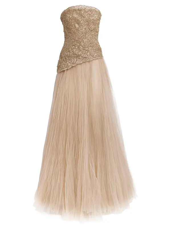 MARMAR HALIM Strapless Embellished Tulle Gown - Pink