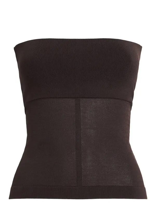 HERSKIND Bambi Strapless Ribbed Knit Top - Brown
