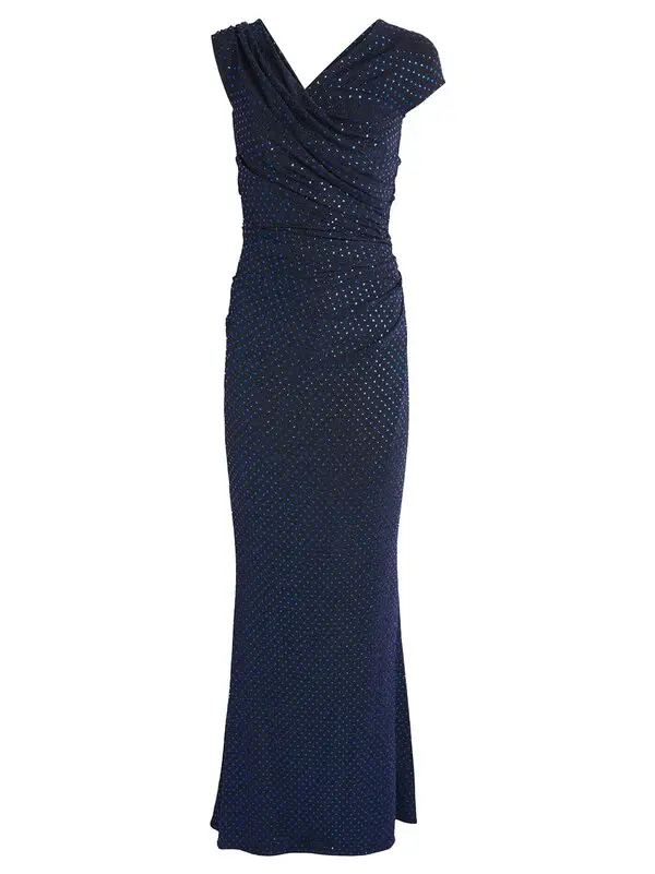 Talbot Runhof Sequined Sleeveless Gown - Navy