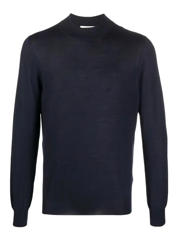 GRAN SASSO Long Sleeved Mock Neck Jumper - Navy Blue