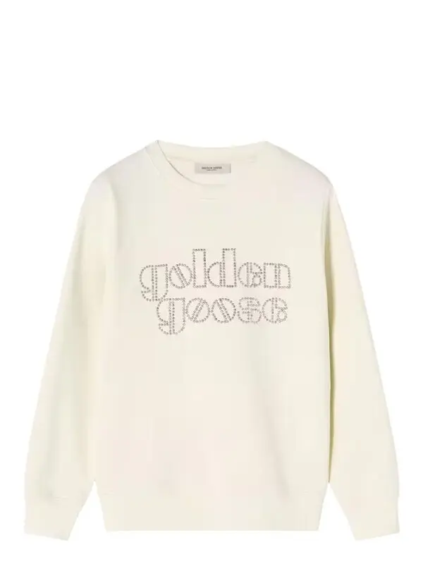 GOLDEN GOOSE Embellished Logo Crew Neck Sweater - White