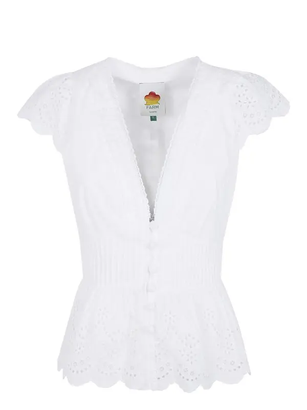 Farm Rio Embroidered Lace Blouse - Off-white
