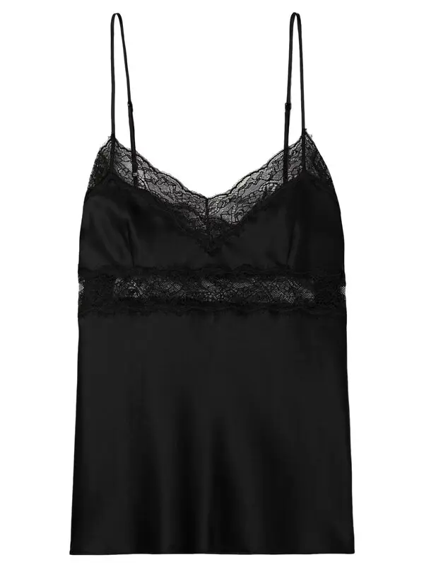 NILI LOTAN Felicie Lace-detail Top - Black