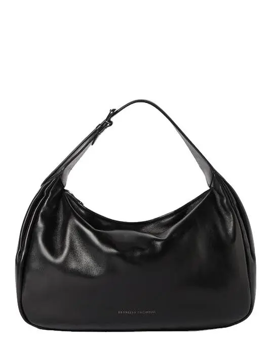 Brunello Cucinelli Boule Hobo Bag In Nappa Leather - Black