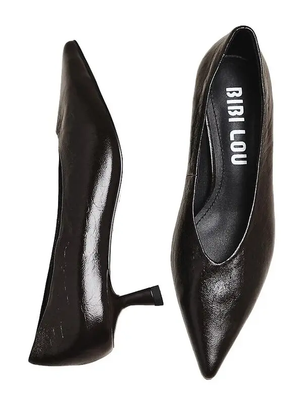 BIBI LOU Pointed-toe Kitten Heels - Dark Brown
