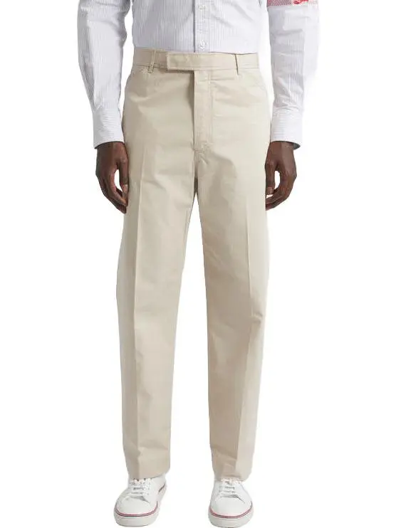 Thom Browne Tapered Cotton Chino Pants - Beige